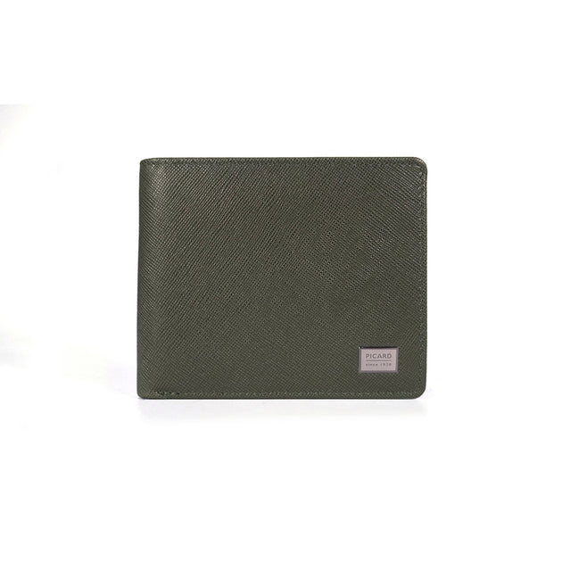 Picard Saffiano Men's Bifold Leather Wallet with Centre Flap (Military ...