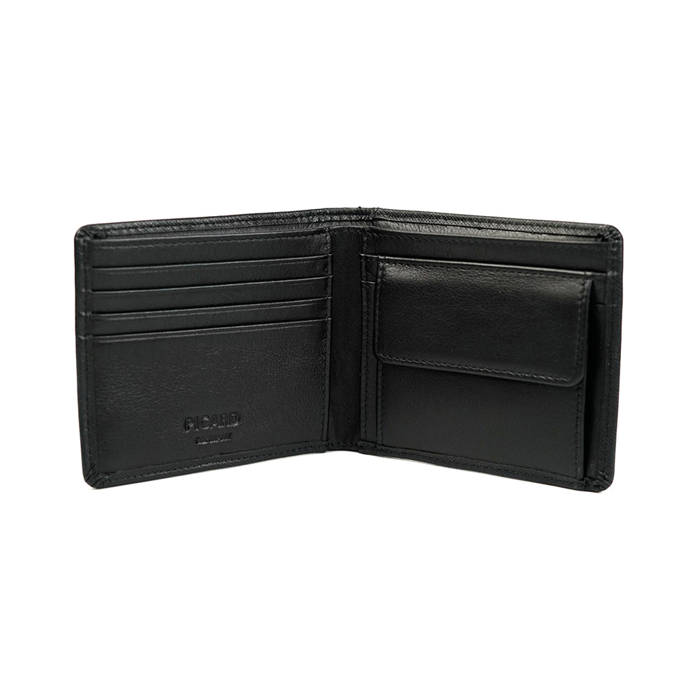 Picard Saffiano Men's Bifold Leather Wallet with Coin Compartment (Bla ...