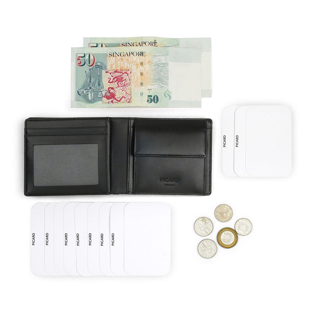 Picard Charles Men's Bifold Leather Flap Wallet with Coin Pouch (Black ...